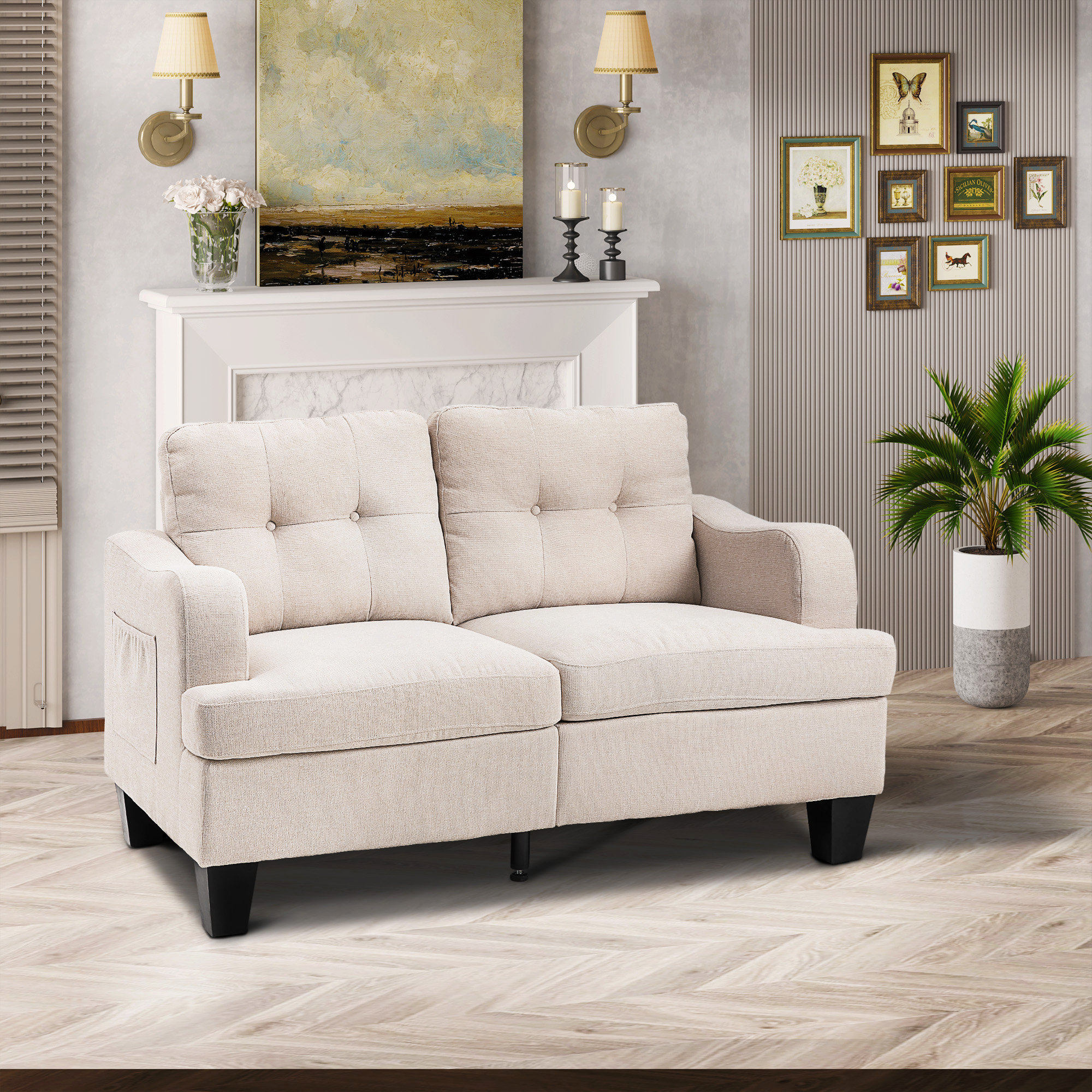 Ebern Designs Relindis 72.1" Wide Upholstered Arm Loveseat with Solid Wood Legs & Reviews ...